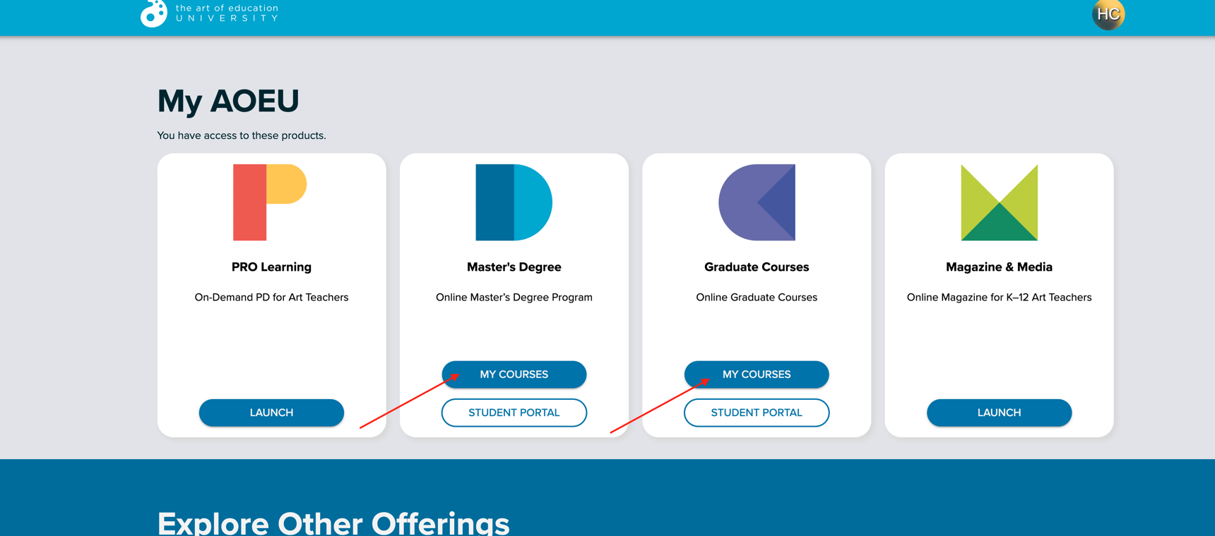 Accessing Courses From Your AOEU Account