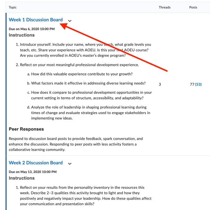 Completing a Discussion Board
